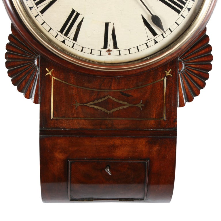 19th Century Regency Mahogany Fusee Wall Clock For Sale at 1stDibs
