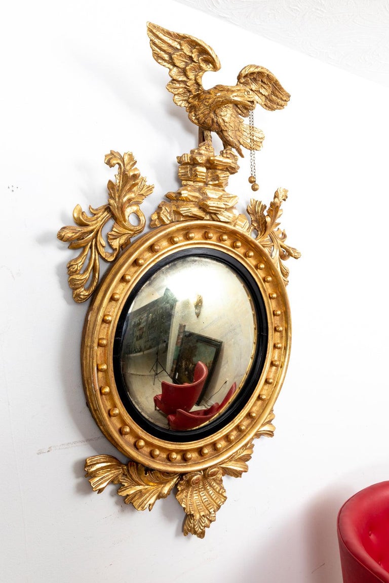 Regency Gilt Convex Mirror For Sale at 1stDibs