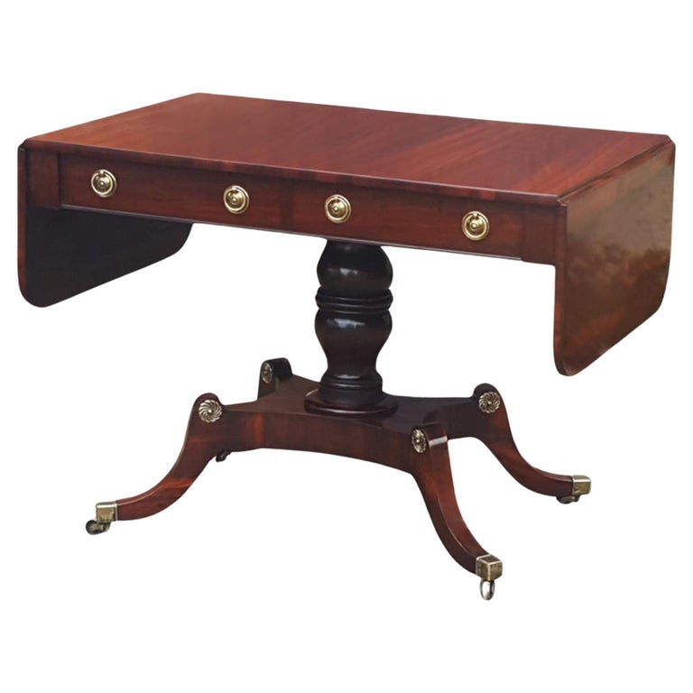 Regency Goncalo Alves Pedestal Sofa Table For Sale at 1stDibs