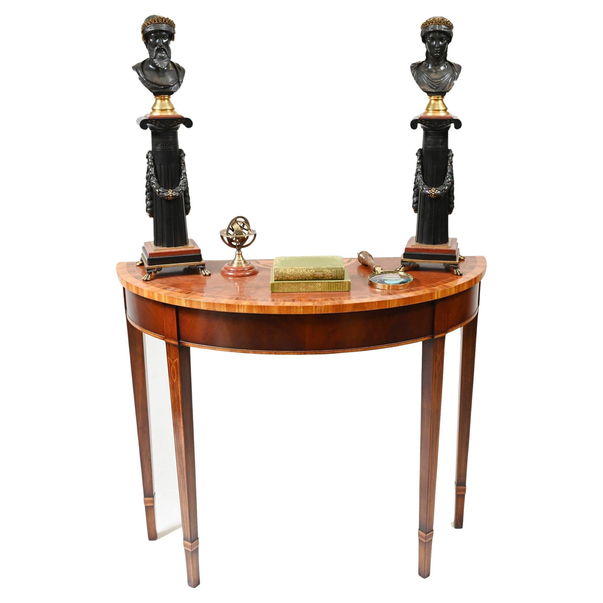 Regency Revival Console Tables Demi Lune Hall Table For Sale at 1stDibs
