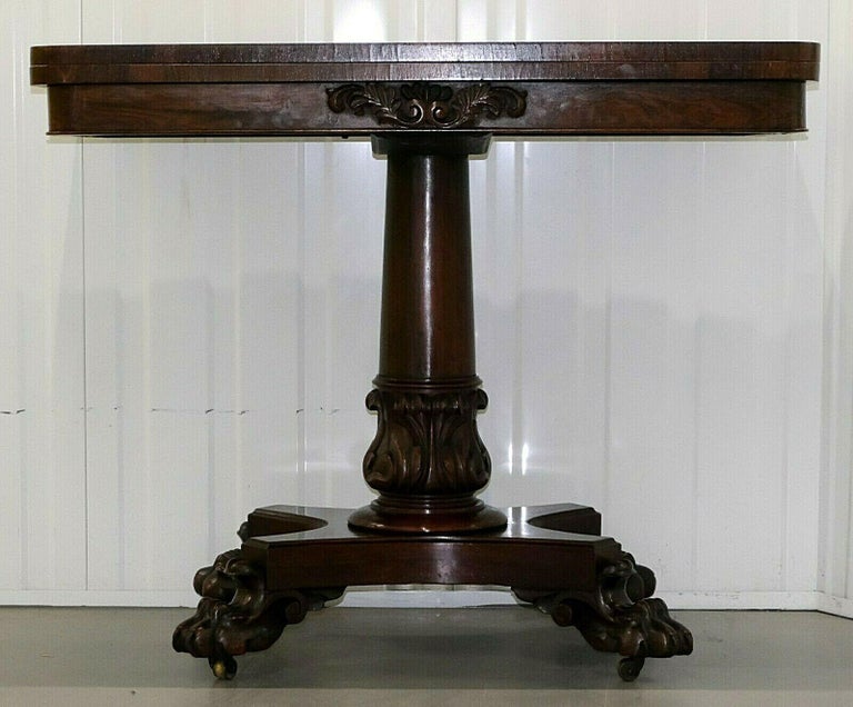 Regency Hardwood Turn over Top Card Table on Stunning Paw Feet and ...