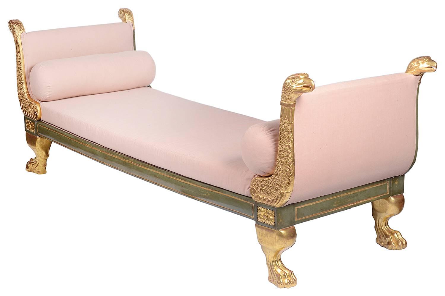 Regency Influenced Carved Giltwood Daybed For Sale at 1stDibs
