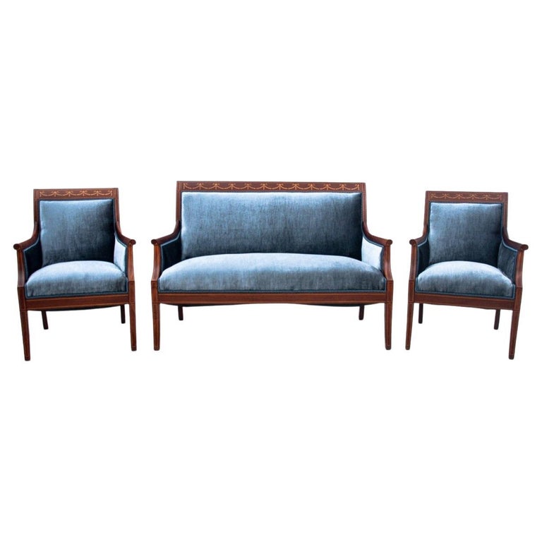 Regency Lounge Set in Blue, Scandinavia, circa 1890s. Restored. For ...