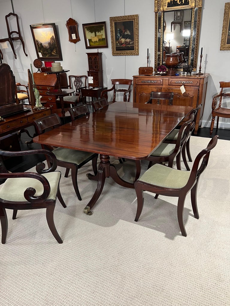 Regency Mahogany 2 Pedestal Dining Table For Sale at 1stDibs
