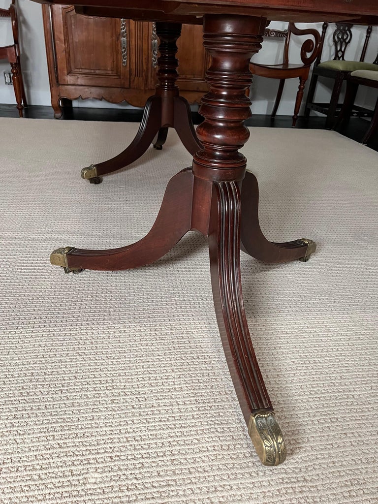 Regency Mahogany 2 Pedestal Dining Table For Sale at 1stDibs