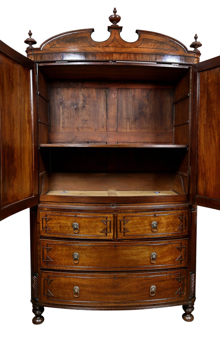 Regency Mahogany and Ebony Inlaid Linen Press at 1stDibs