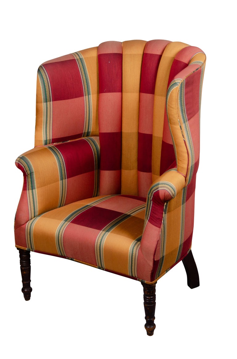 Regency Mahogany Barrel Back Wing Chair For Sale at 1stDibs