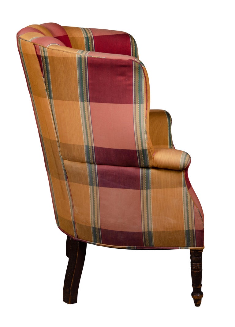 Regency Mahogany Barrel Back Wing Chair For Sale at 1stDibs