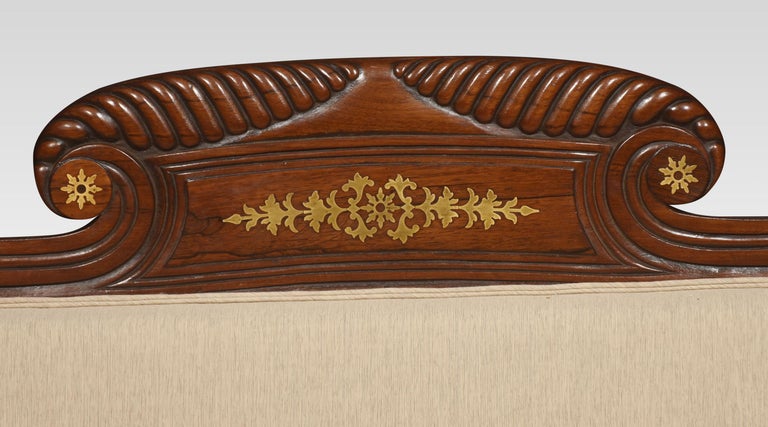 Regency Mahogany Brass Inlaid Scroll End Settee For Sale at 1stDibs