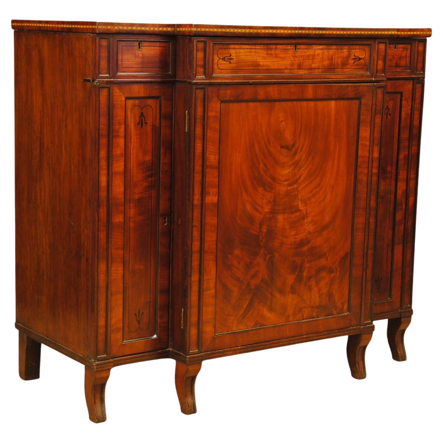 Regency Mahogany Breakfront Side Cabinet For Sale at 1stDibs