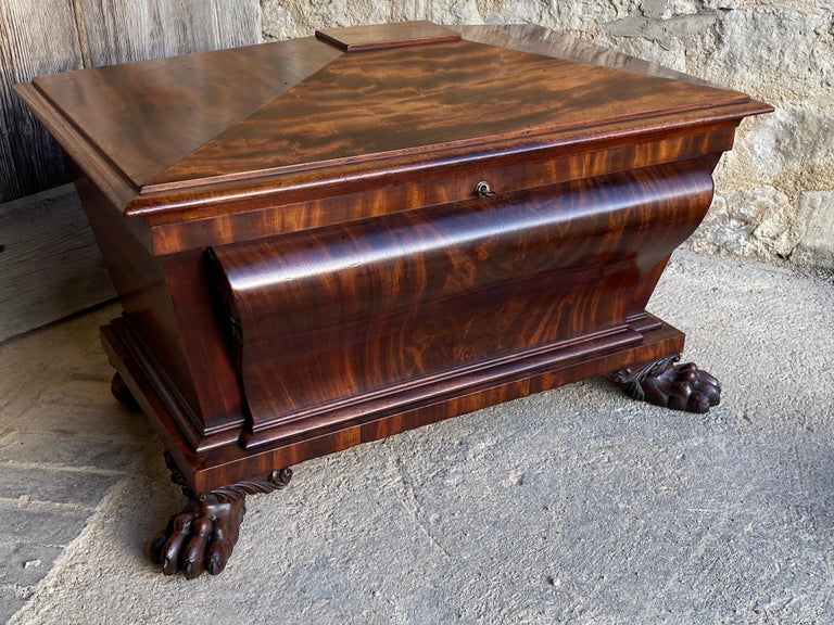 Regency Mahogany Cellarette Sarcophagus Blanket Cabinet For Sale at 1stDibs