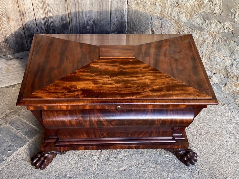 Regency Mahogany Cellarette Sarcophagus Blanket Cabinet For Sale at 1stDibs
