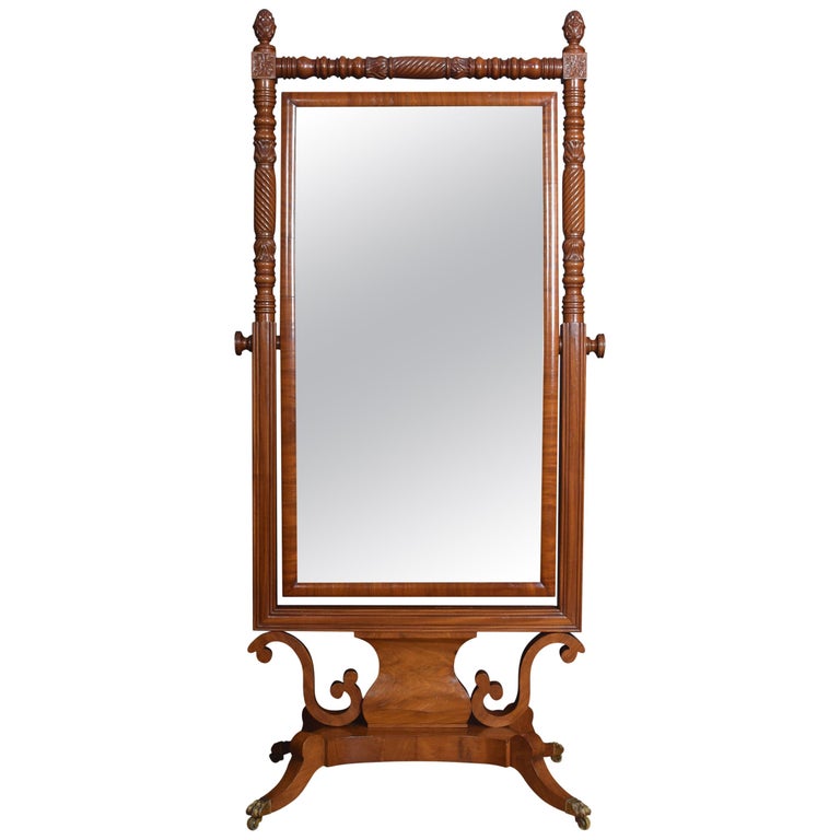 Regency Mahogany Cheval Mirror For Sale at 1stDibs