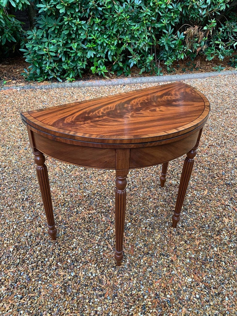 Regency Mahogany Demi Lune Card Table For Sale at 1stDibs