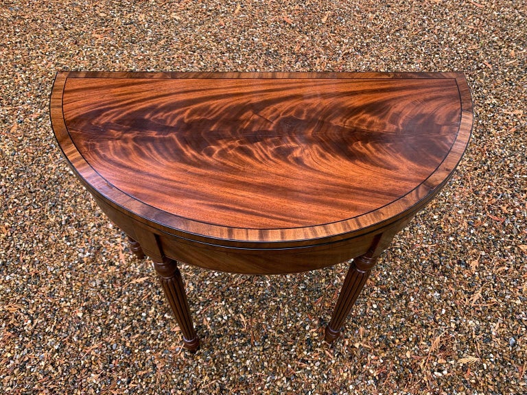 Regency Mahogany Demi Lune Card Table For Sale at 1stDibs