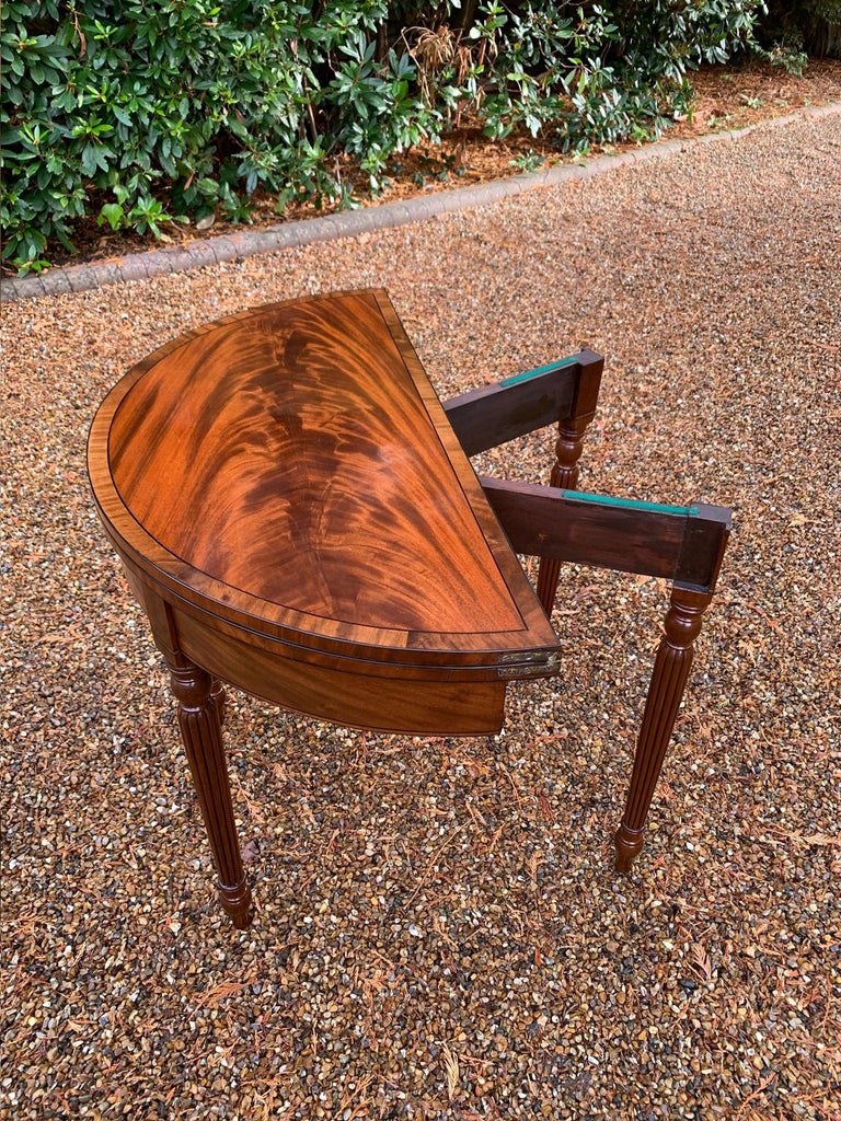 Regency Mahogany Demi Lune Card Table For Sale at 1stDibs