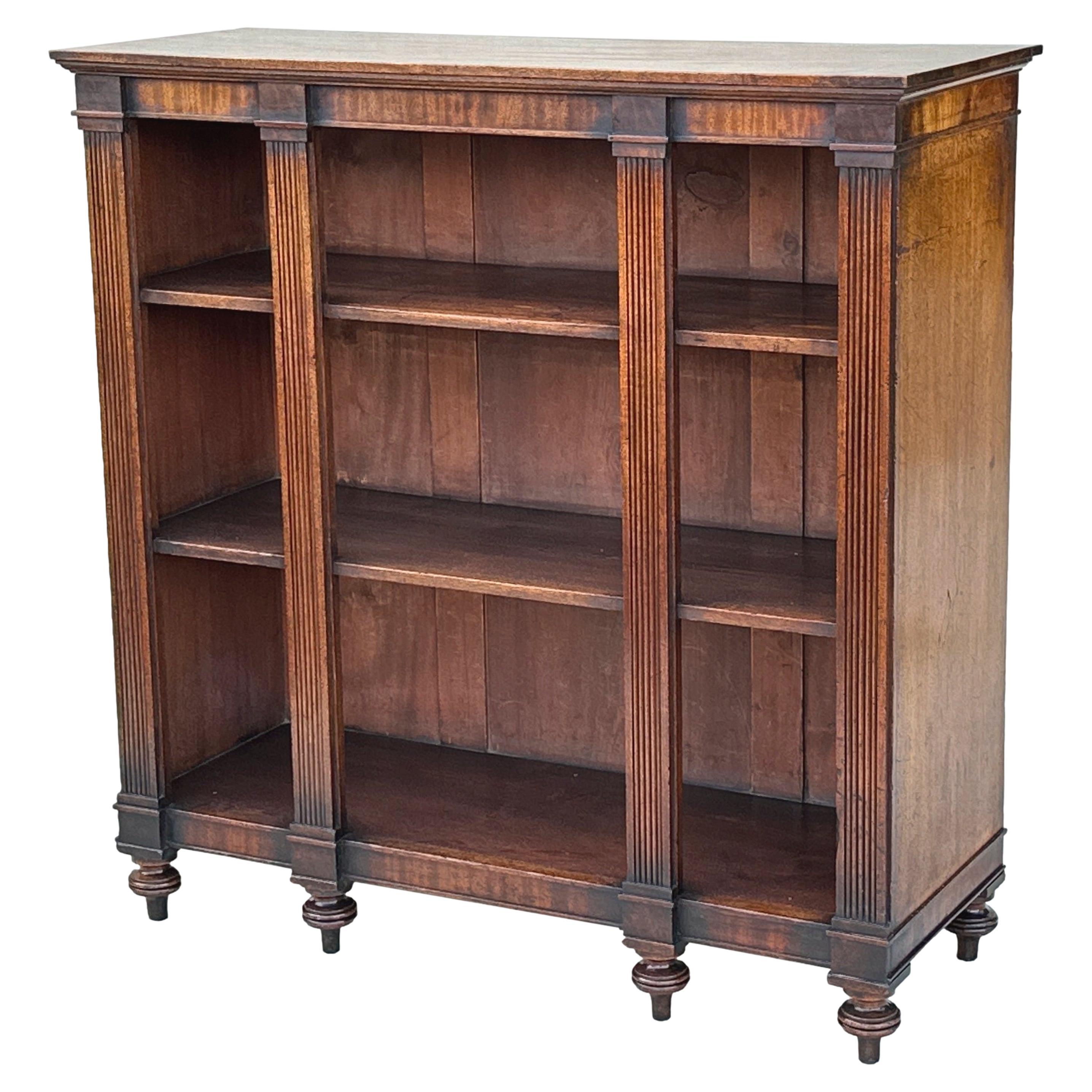 Late Regency Bird’s-Eye Maple Cylindrical Open Bookcase Attributed to ...