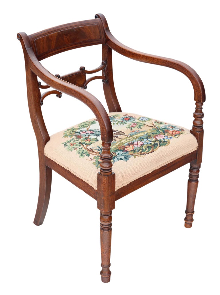 Regency Mahogany Elbow Desk Carver Chair at 1stDibs