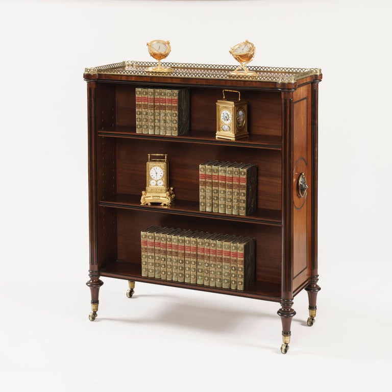 Regency Mahogany Library Double-Sided Bookcase of Mahogany and Brass at ...