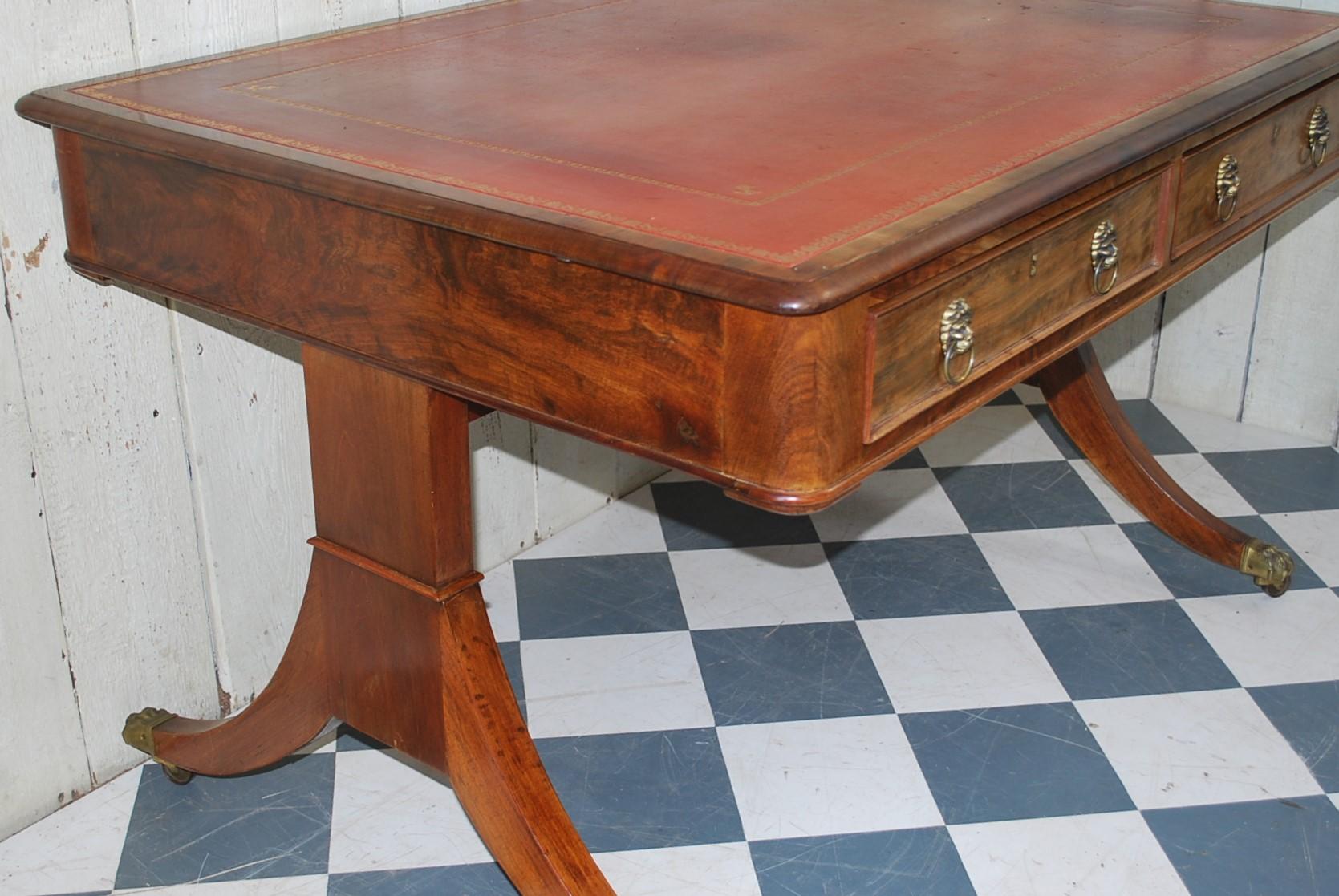 Regency Mahogany Library Table or Desk For Sale at 1stDibs