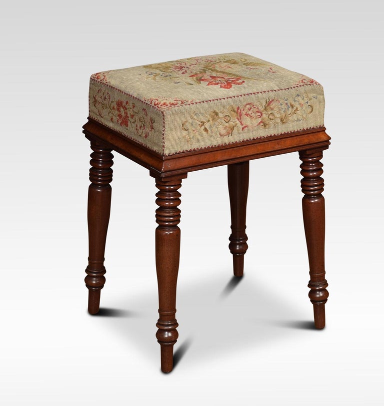 Regency Mahogany Needlepoint Stool at 1stDibs