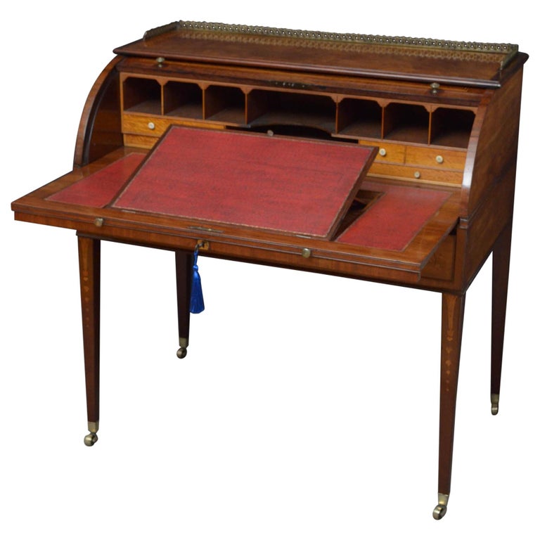 Regency Mahogany Roll Top Bureau at 1stDibs