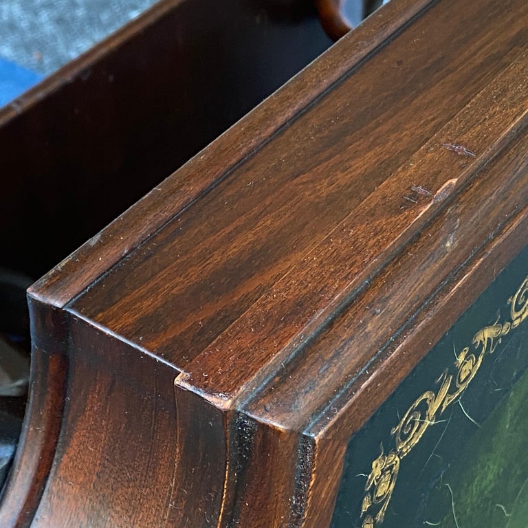 Regency Mahogany Scroll Foot Center Table With Tooled Green Leather Top ...