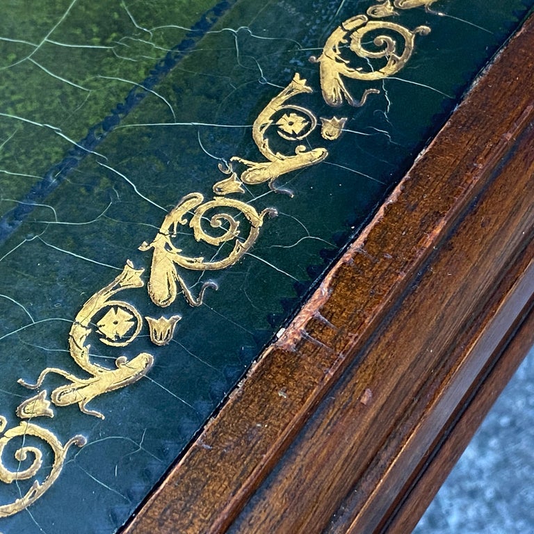 Regency Mahogany Scroll Foot Center Table With Tooled Green Leather Top ...