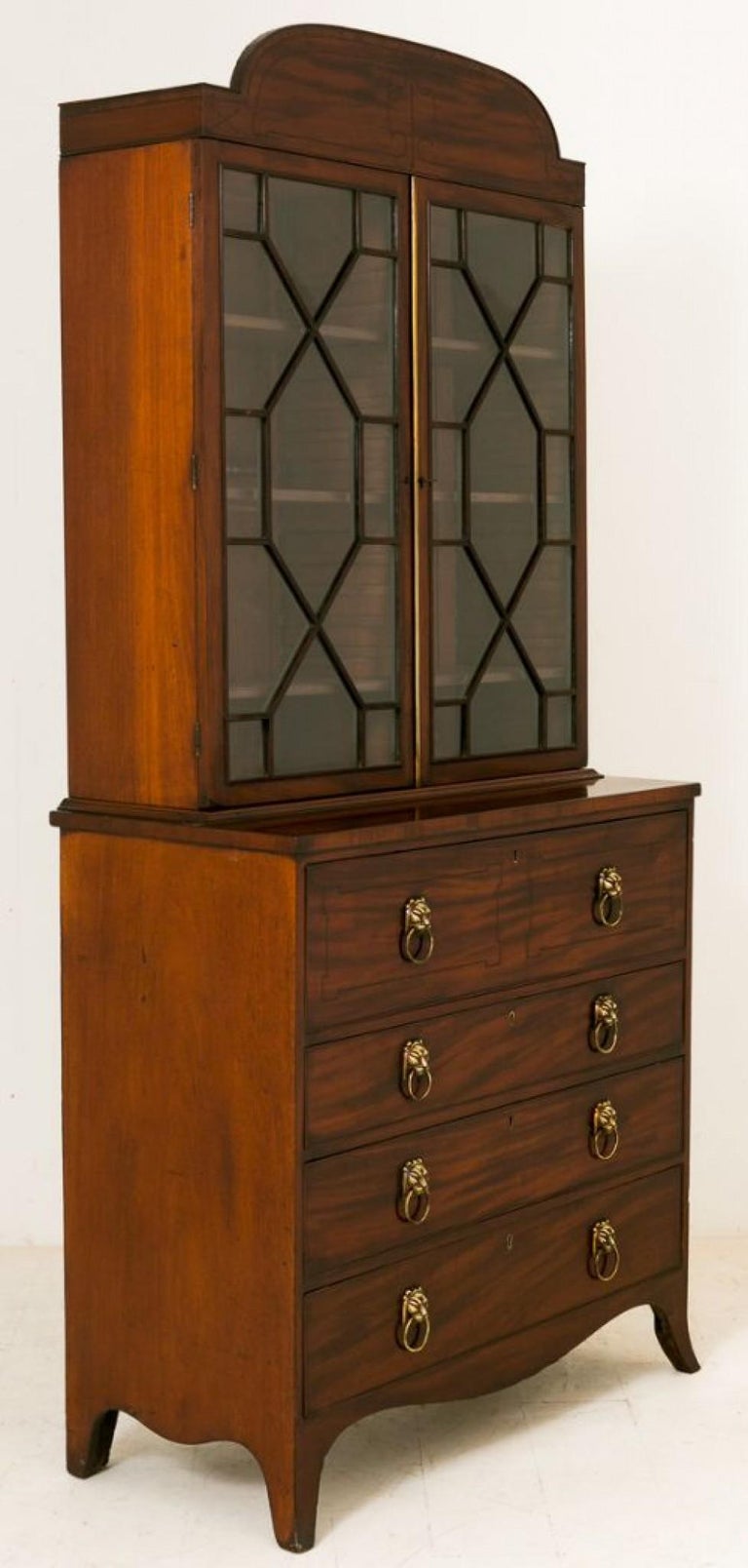 Regency Mahogany Secretaire Bookcase Desk Cabinet, 1800 For Sale at 1stDibs