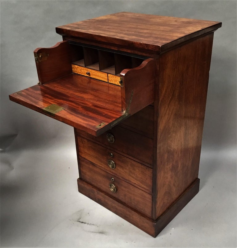 Regency Mahogany Secretaire Chest of Drawers Cabinet For Sale at 1stDibs