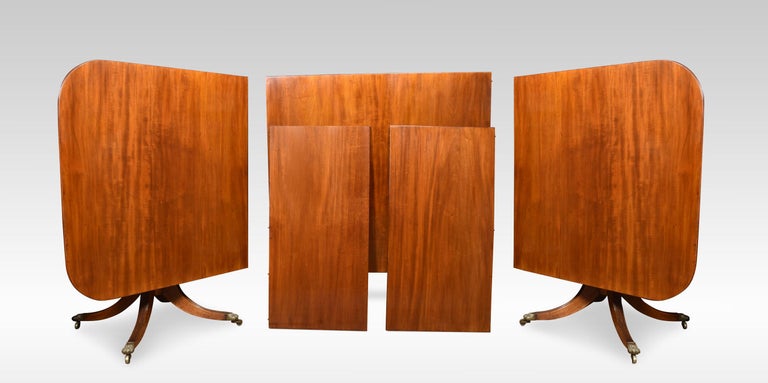 Regency Mahogany Triple Pillar Dining Table For Sale at 1stDibs