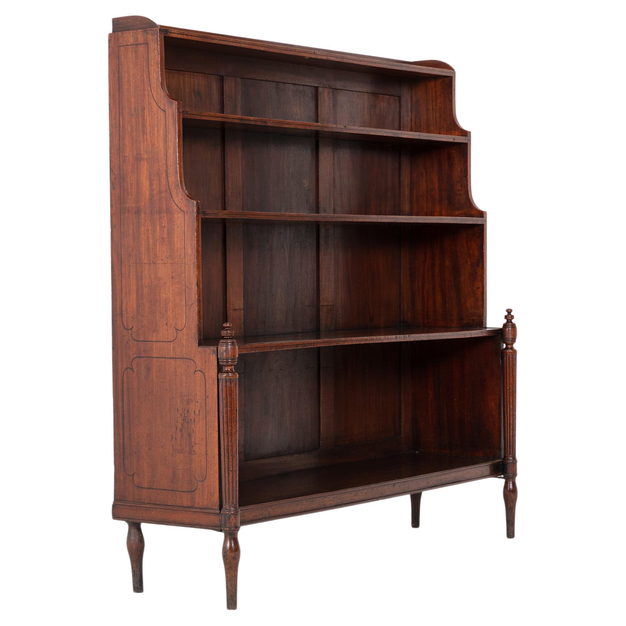 Antique English Regency Rosewood Waterfall Bookcase at 1stDibs