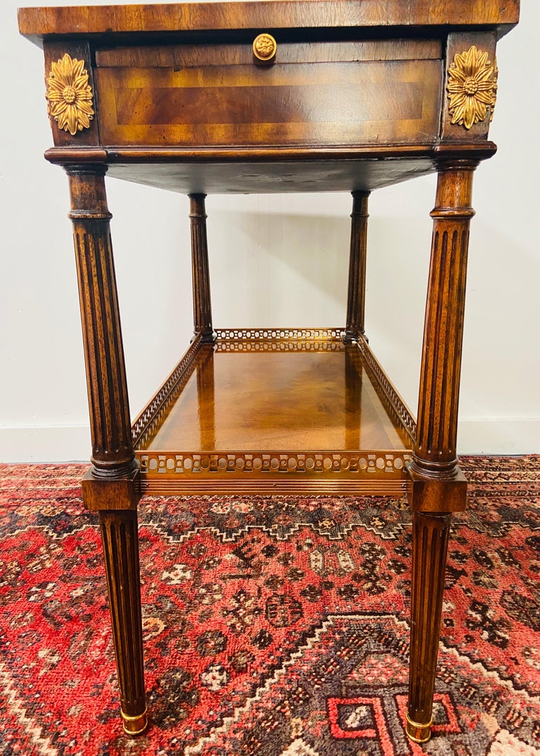 Regency Maitland Smith Brass Inlay on Mahogany Table with Side ...