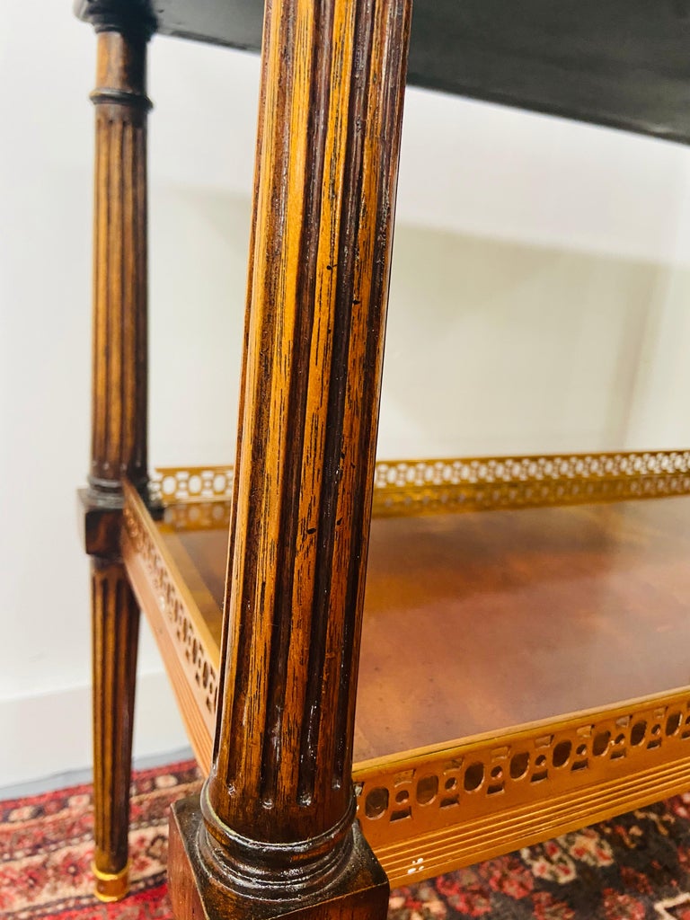 Regency Maitland Smith Brass Inlay on Mahogany Table with Side ...