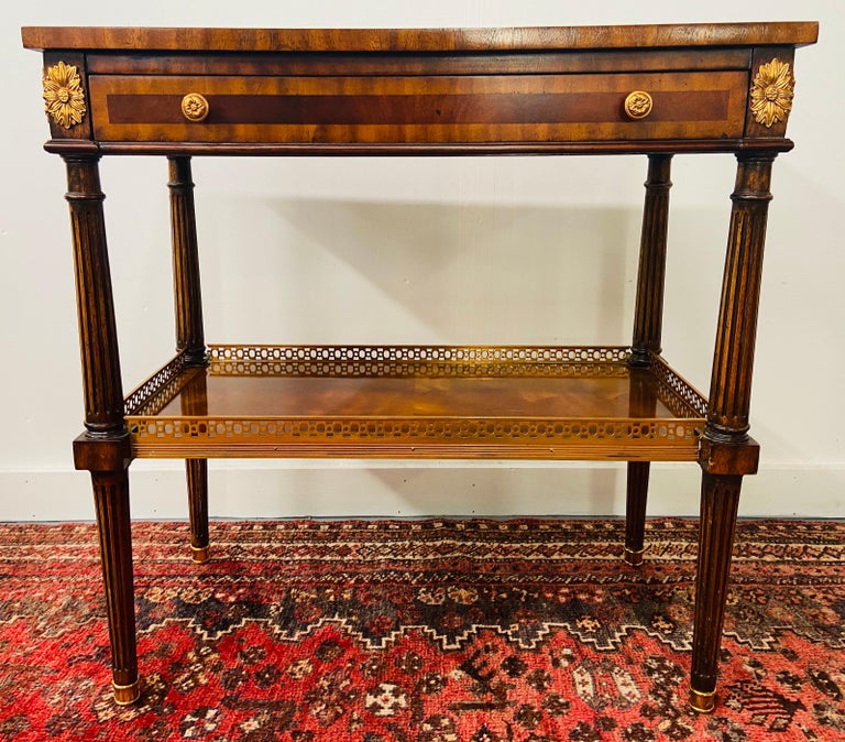 Regency Maitland Smith Brass Inlay on Mahogany Table with Side ...