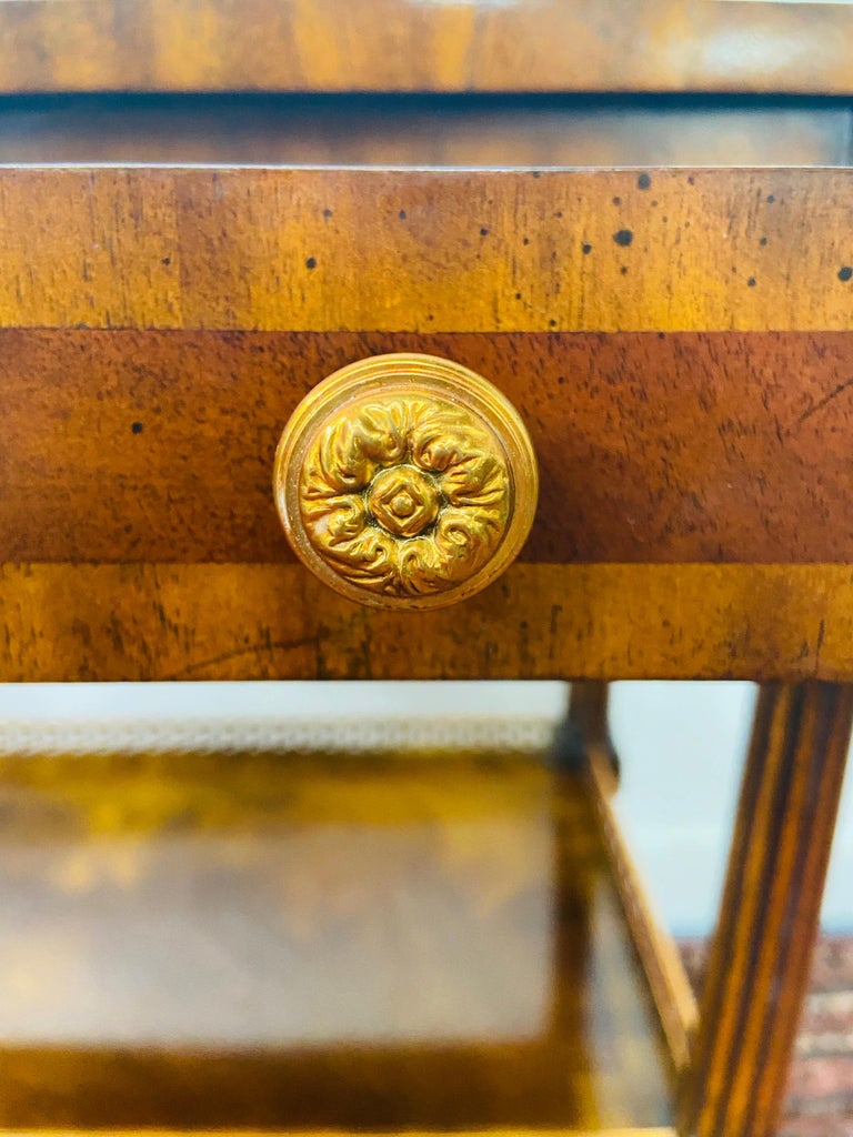 Regency Maitland Smith Brass Inlay on Mahogany Table with Side ...
