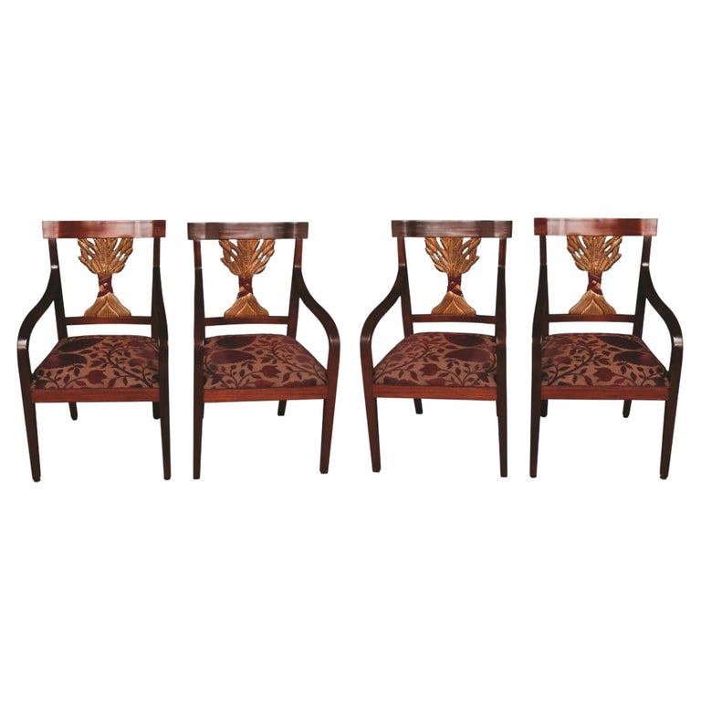 Regency Manner Gilt Wheat Splat-Back Armchairs, Set of 4 For Sale at ...
