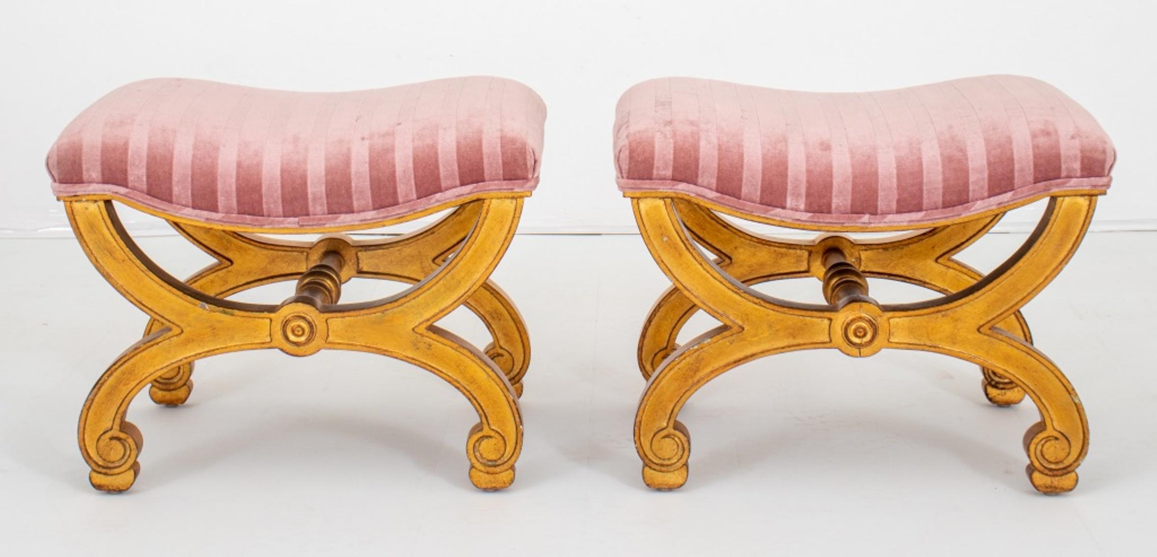 Regency Manner Giltwood Curule Benches For Sale at 1stDibs