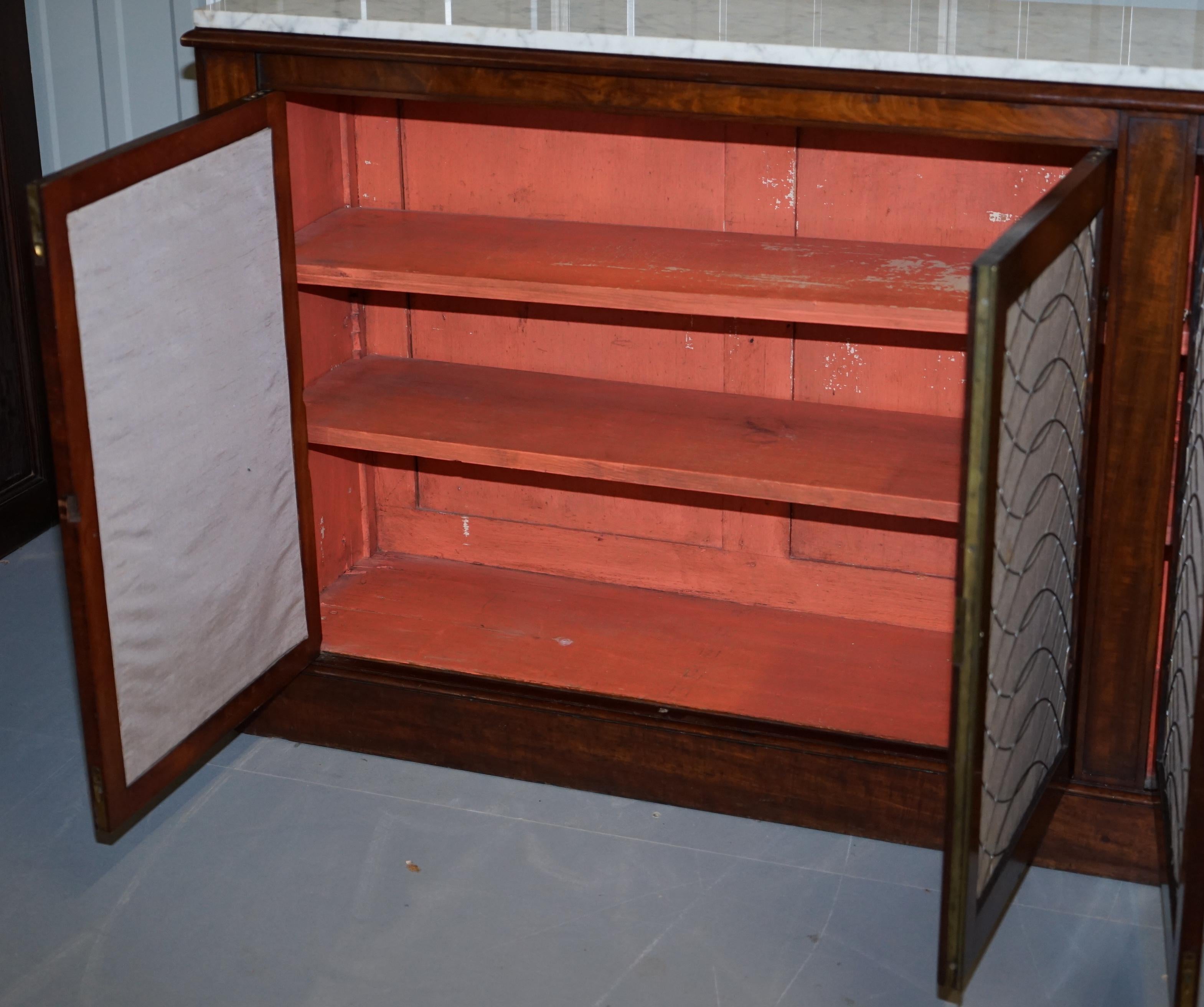 Regency Marble Topped Marble Sideboard Cupboard with Brass Decorated ...