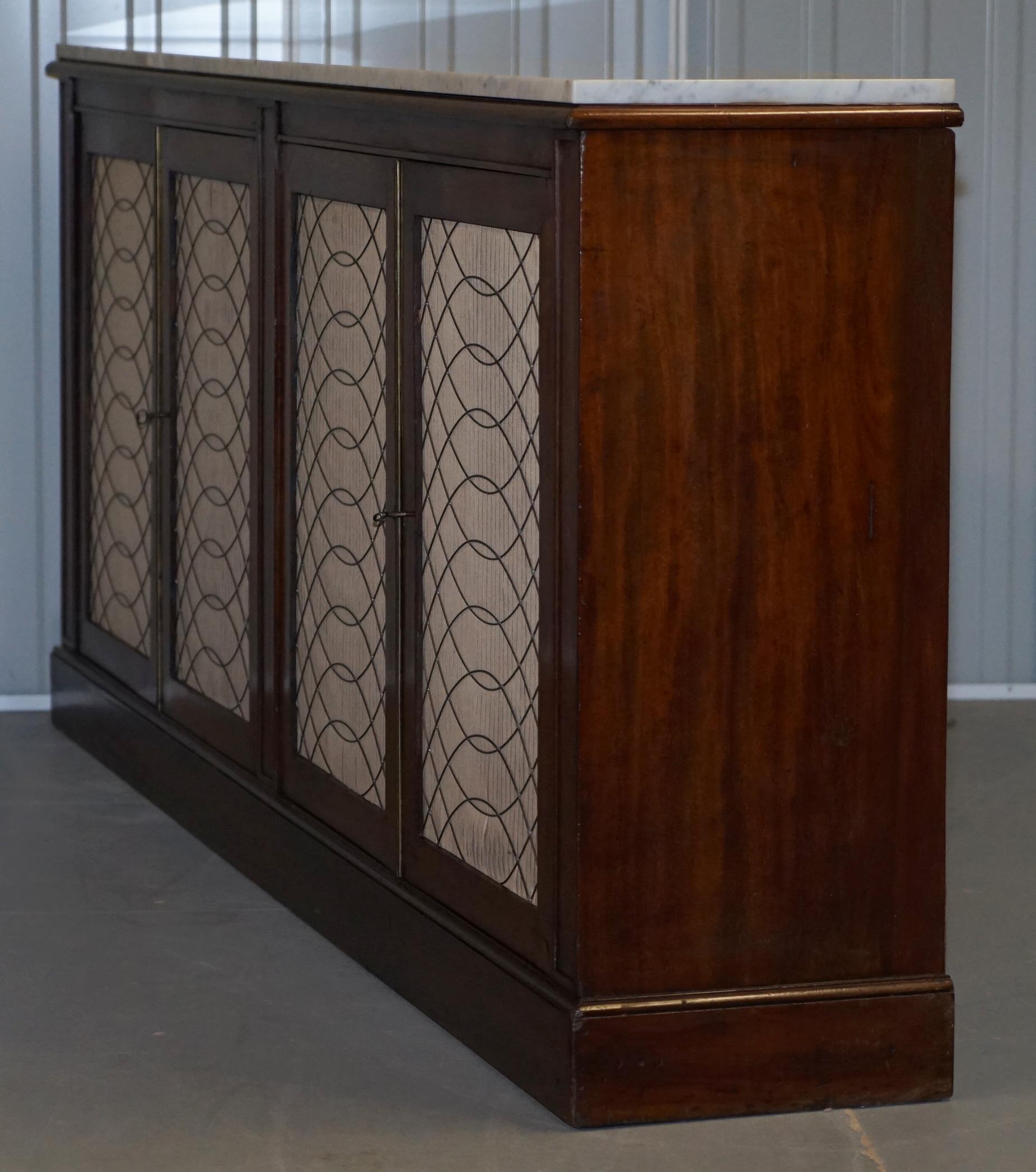 Regency Marble Topped Marble Sideboard Cupboard with Brass Decorated ...