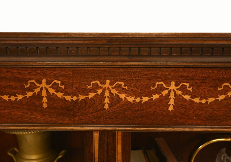 Regency Open Front Bookcase Mahogany Sheraton Inlay For Sale at 1stDibs