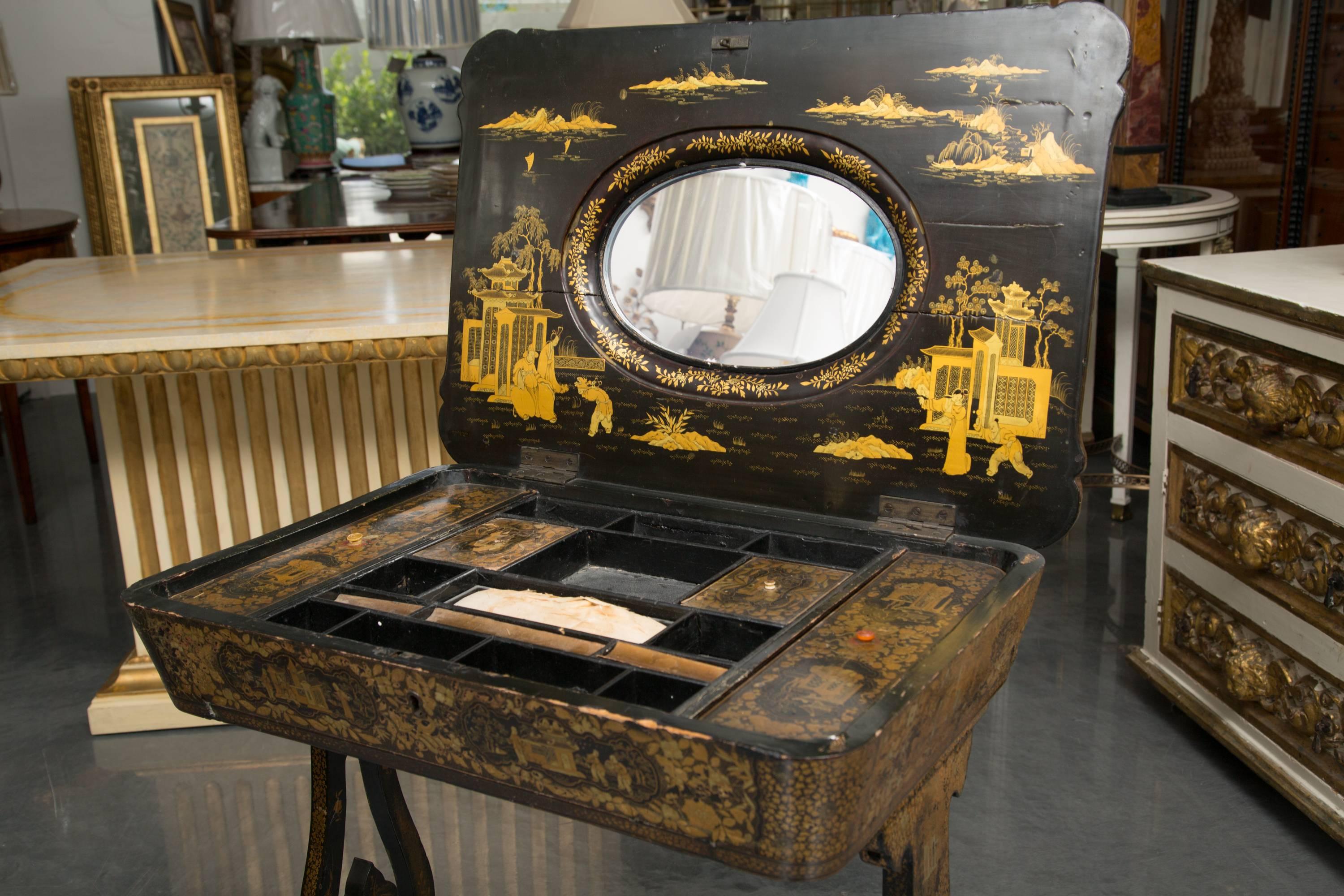 Regency Pen Work Sewing Table at 1stDibs