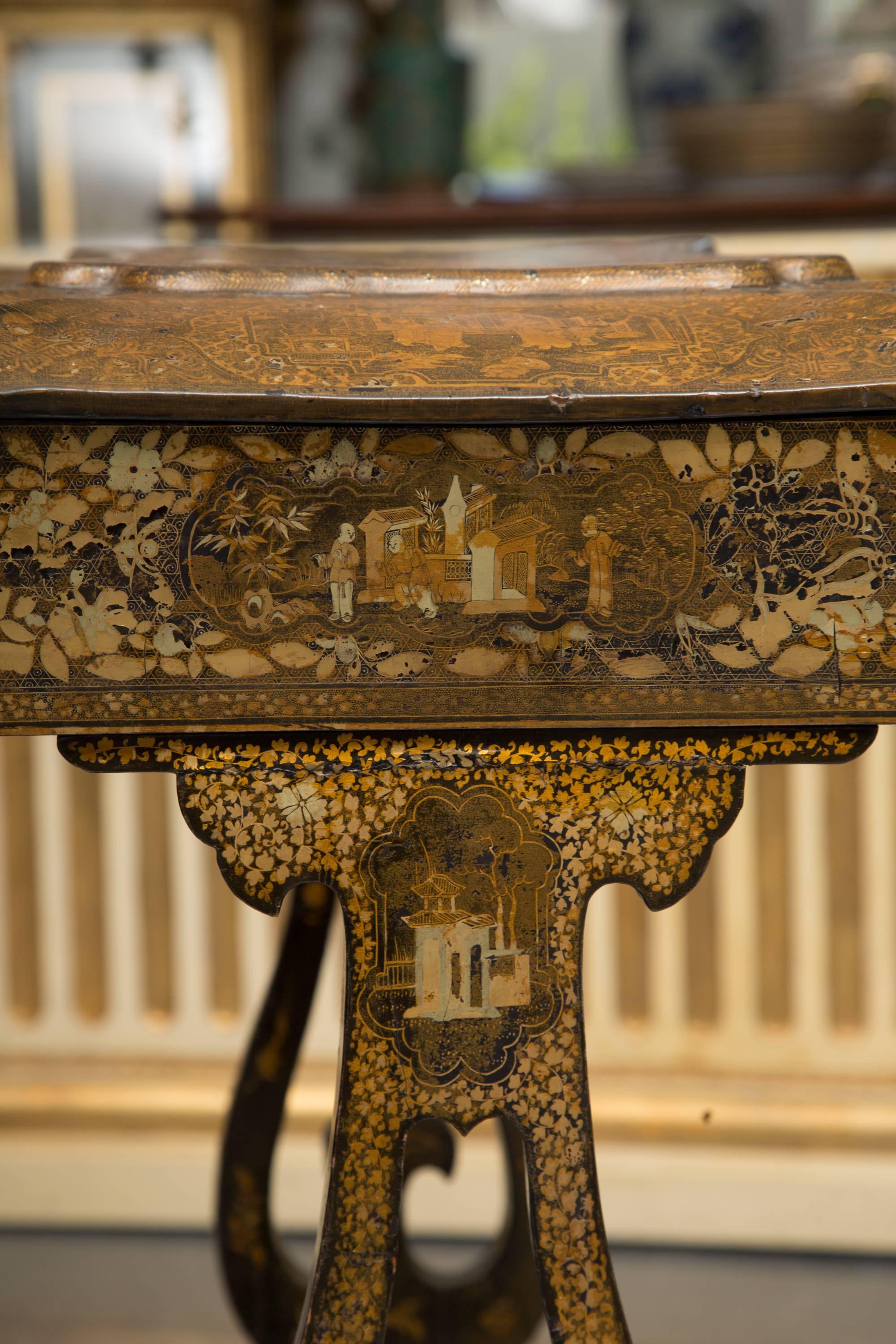 Regency Pen Work Sewing Table at 1stDibs