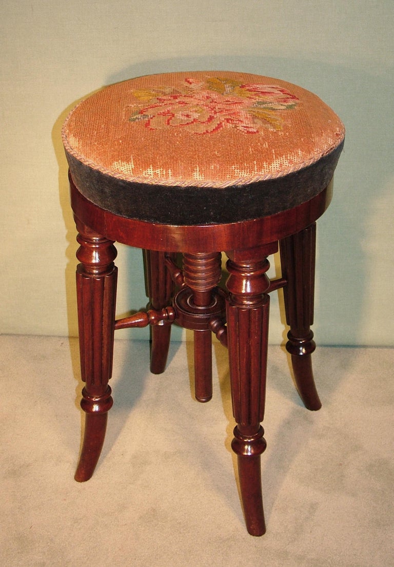 Regency period mahogany adjustable music stool at 1stDibs
