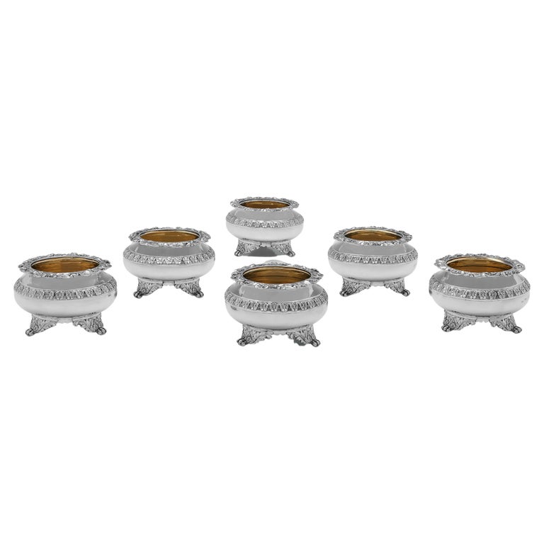 Regency Period Sterling Silver Set of 6 Salt Cellars, London, 1820 at ...