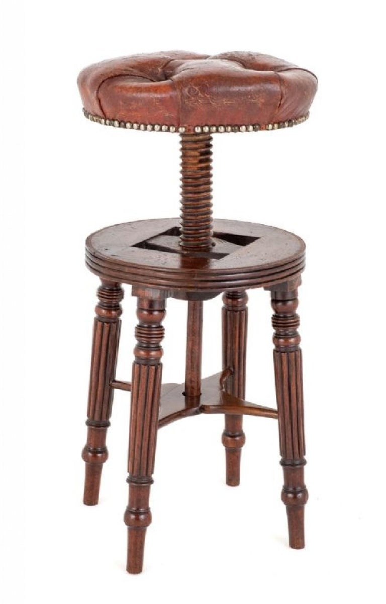 Regency Piano Stool Mahogany Adjustable Height For Sale at 1stDibs