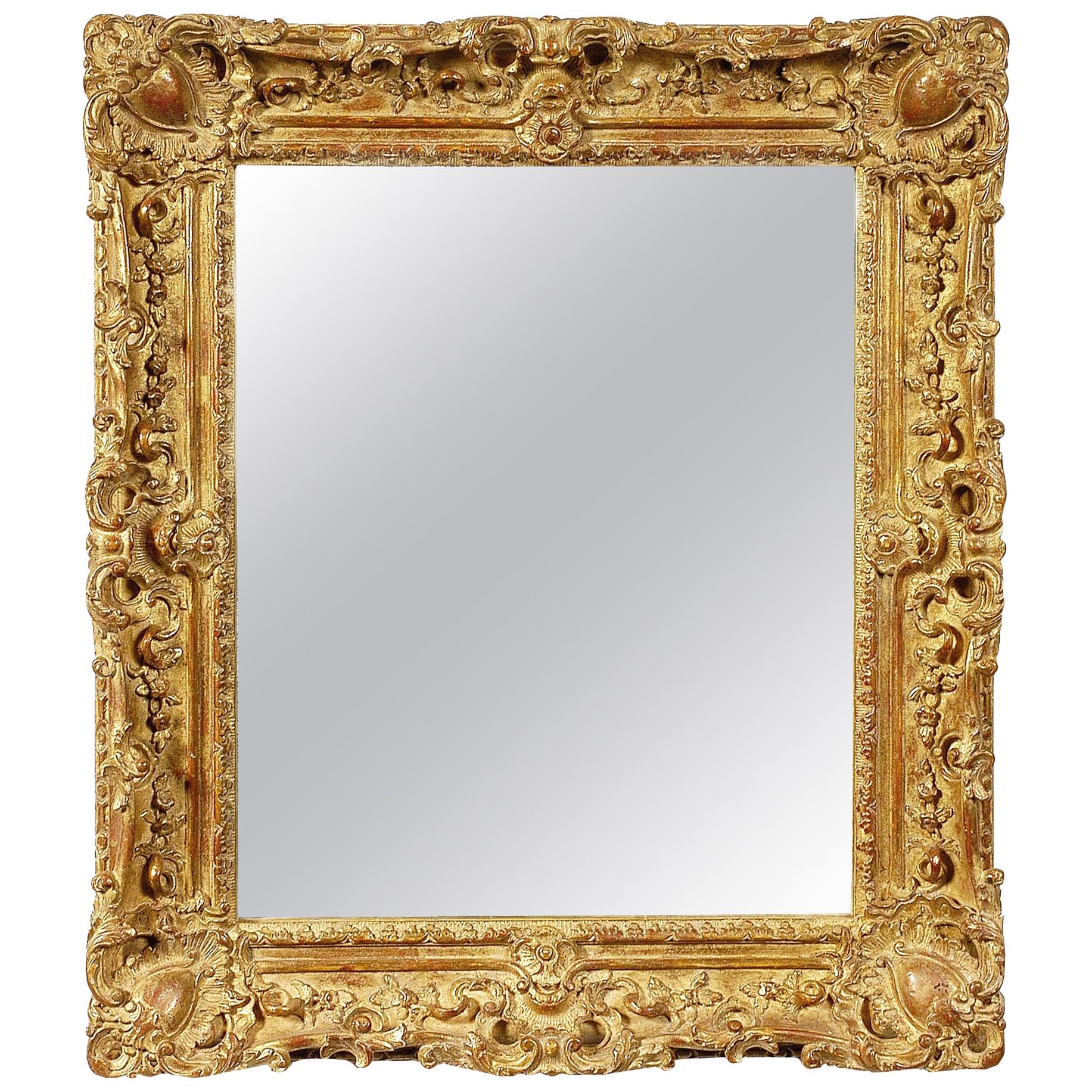 Chippendale Rectangular Handcrafted Gold Foil Wood Mirror Spain, 1970 ...