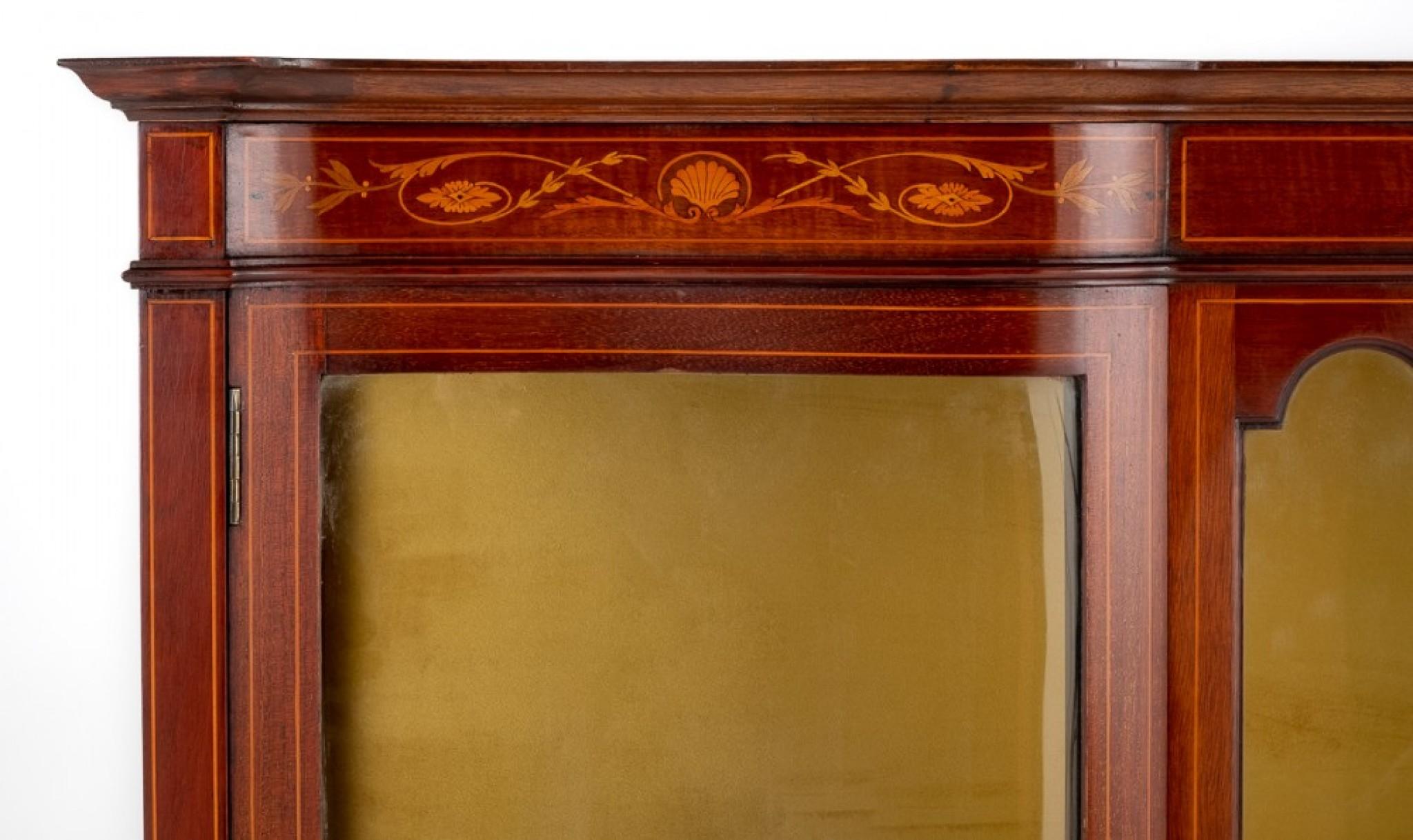 Regency Revival Display Cabinet Mahogany Inlay, 1890 For Sale at 1stDibs