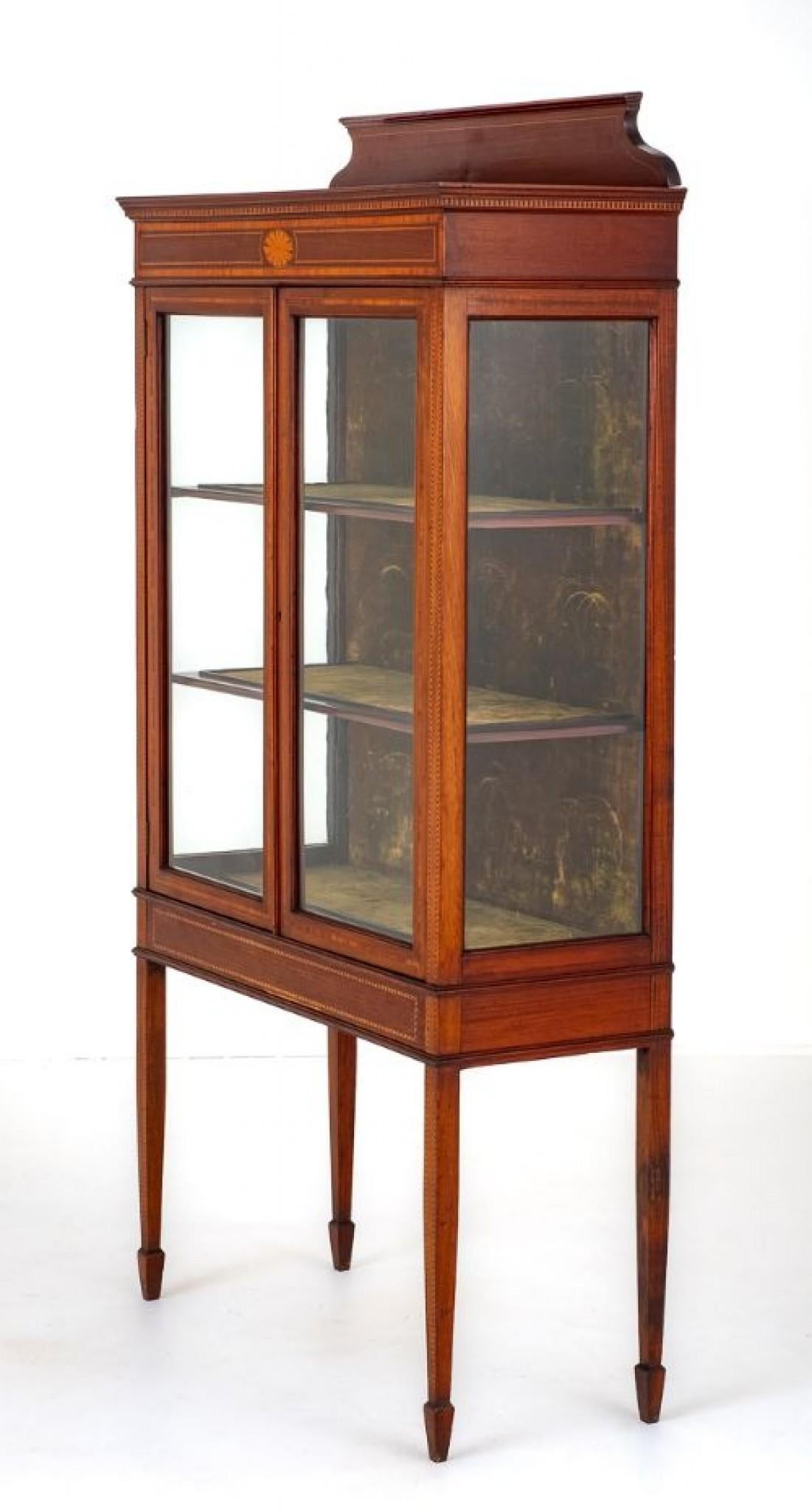 Regency Revival Display Cabinet Mahogany Inlay, 1890 For Sale at 1stDibs