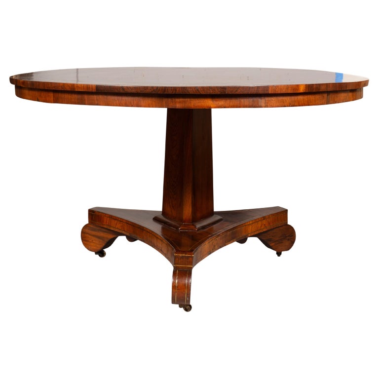 Regency Rosewood and Brass Inlaid Center Table For Sale at 1stDibs